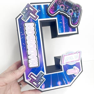 Neon 3D Letter, Neon Gamer Party Decorations, Neon Gamer Birthday Party ...