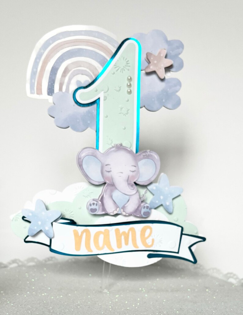 One Cake Topper Elephant Cake Topper One Party Topper Blue | Etsy
