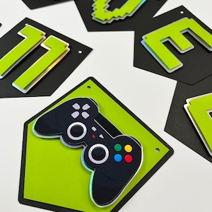 Video Game Theme gamer Birthday Banner Level Age Banner Video Game ...