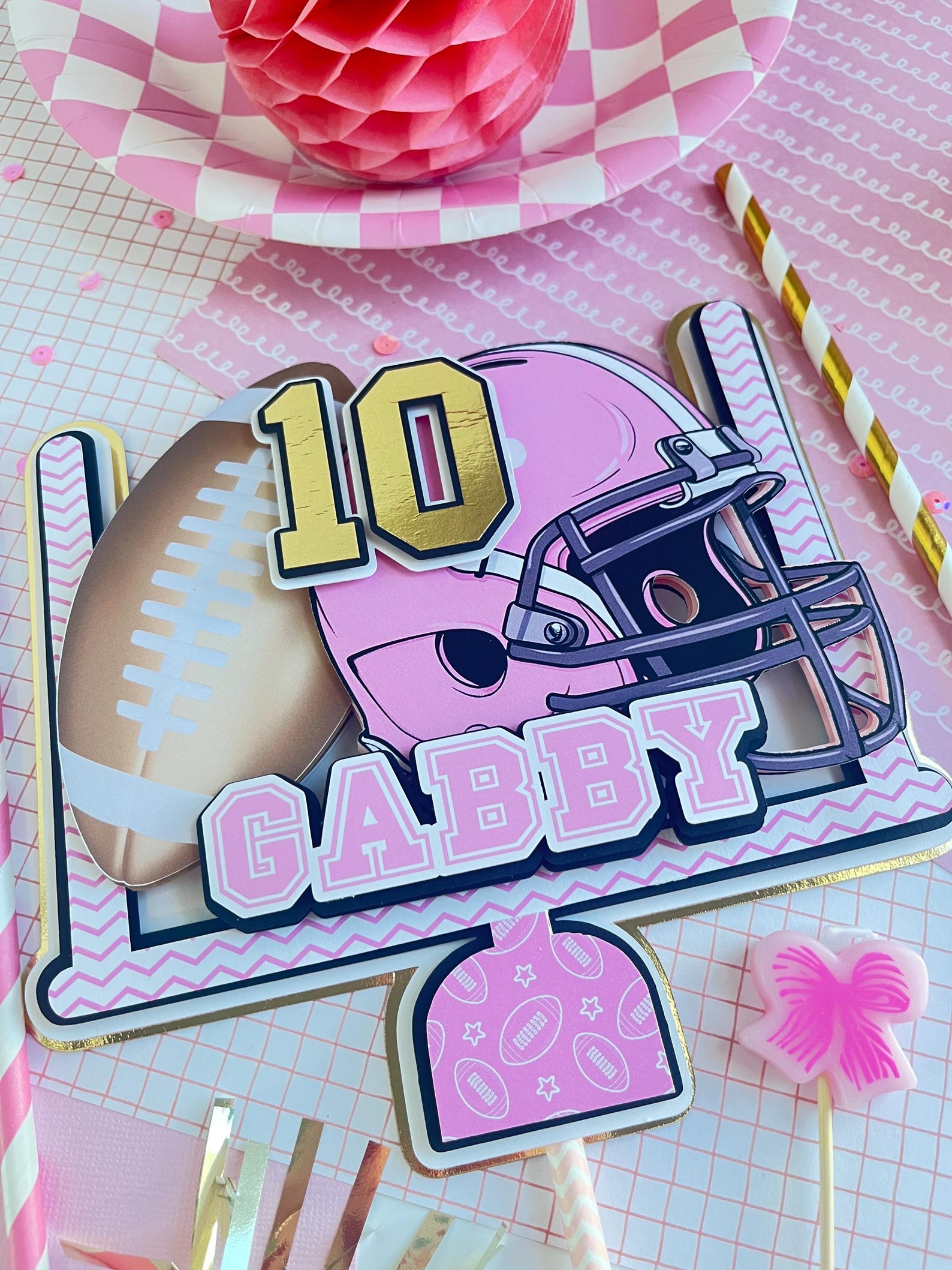 Football Girl Cake Topper Birthday Girl Football Party Girl Sports Cake ...