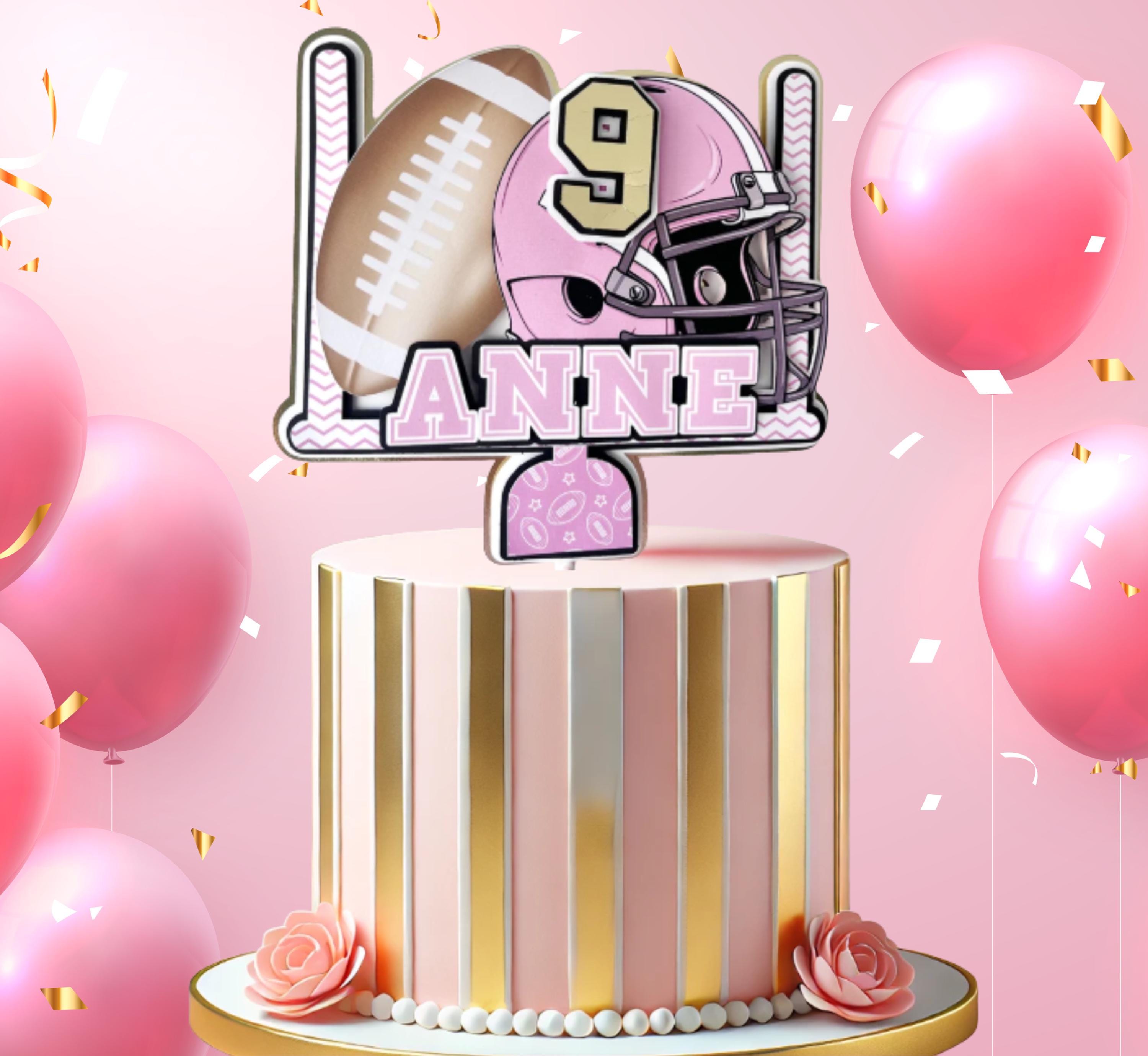 Football Girls Birthday, Football Girls Cake Topper, Football Birthday ...