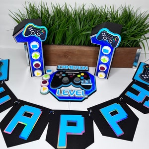 Video Games Theme, Gamer Birthday Banner, Level Age Banner, Video Games ...