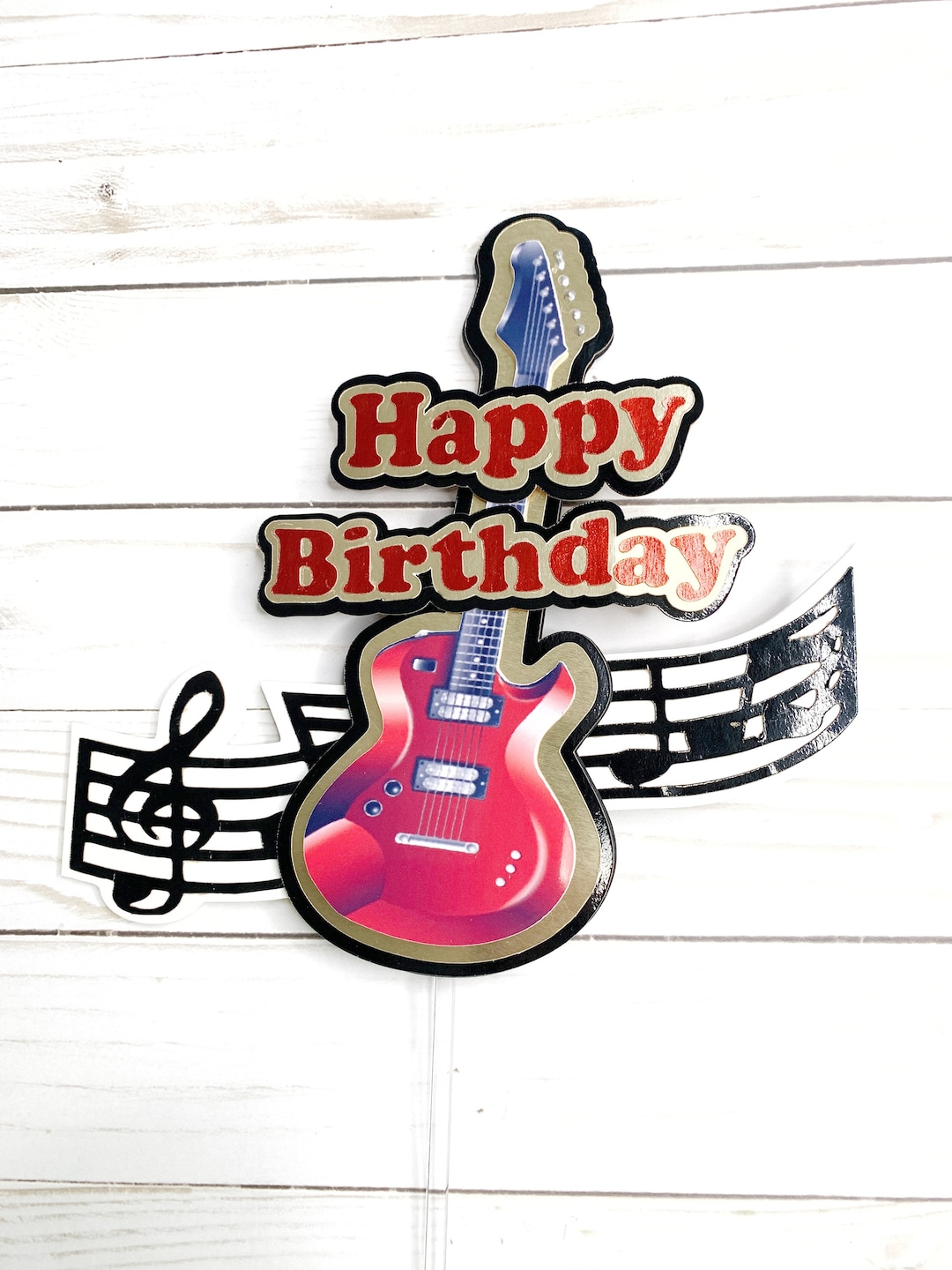 Guitar Cake Topper, Music Cake Topper, Treble Clef Topper, Band Party ...