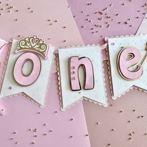 Princess Birthday, Crown Banner, Princess High Chair Banner, Princess ...