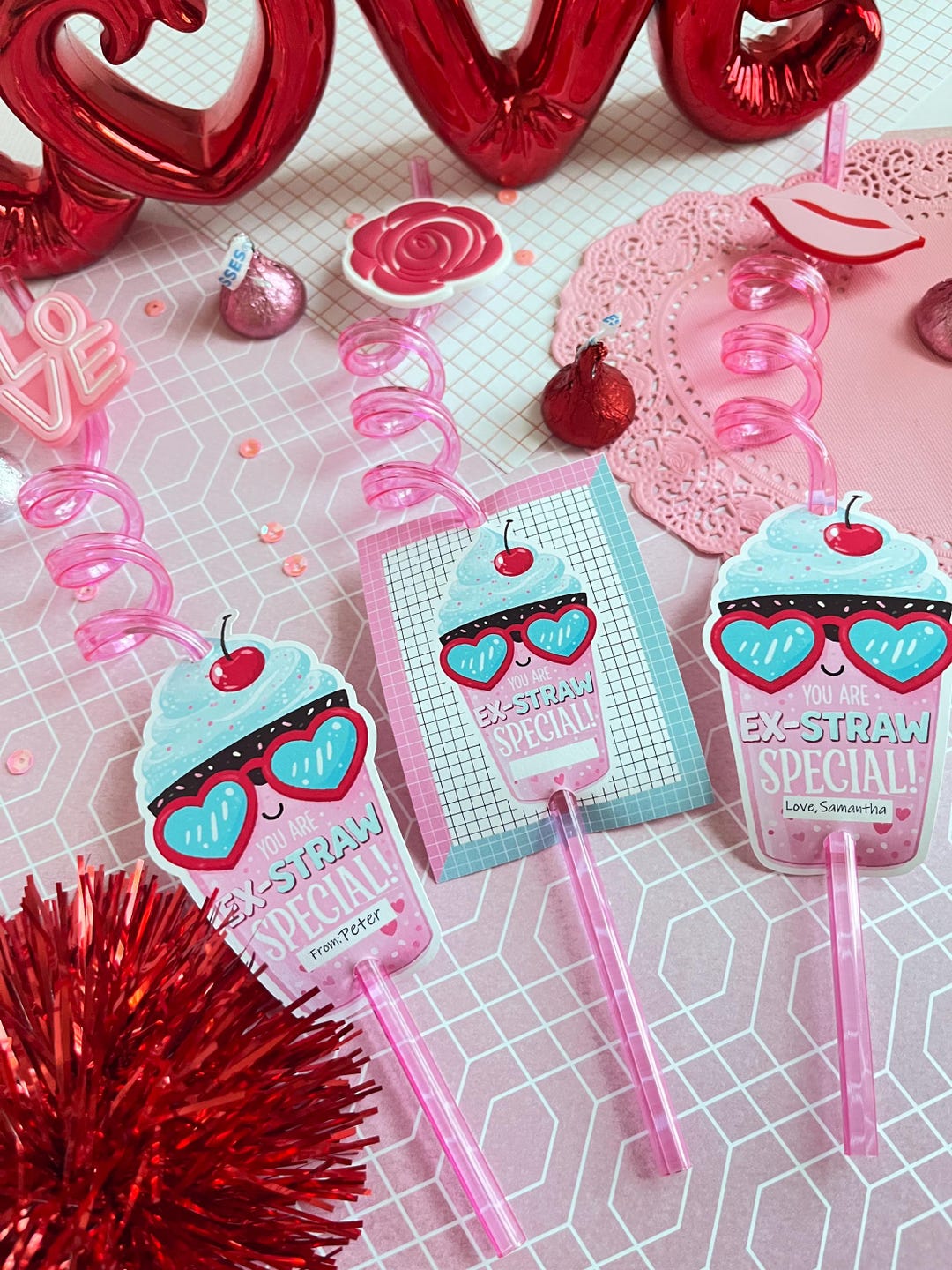 Valentine Straw Gift for Kids, Personalized Silly Straw Classroom ...