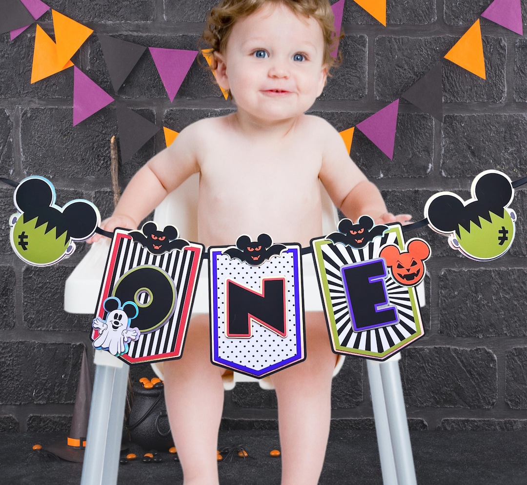 Mickey High Chair Banner, Halloween Mickey Banner, Halloween Banner ...