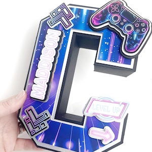 Neon 3D Letter, Neon Gamer Party Decorations, Neon Gamer Birthday Party ...
