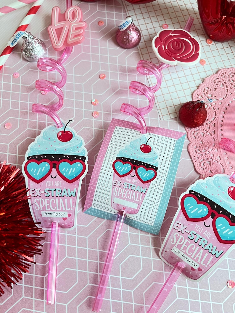 Valentine Straw Gift for Kids, Personalized Silly Straw Classroom ...