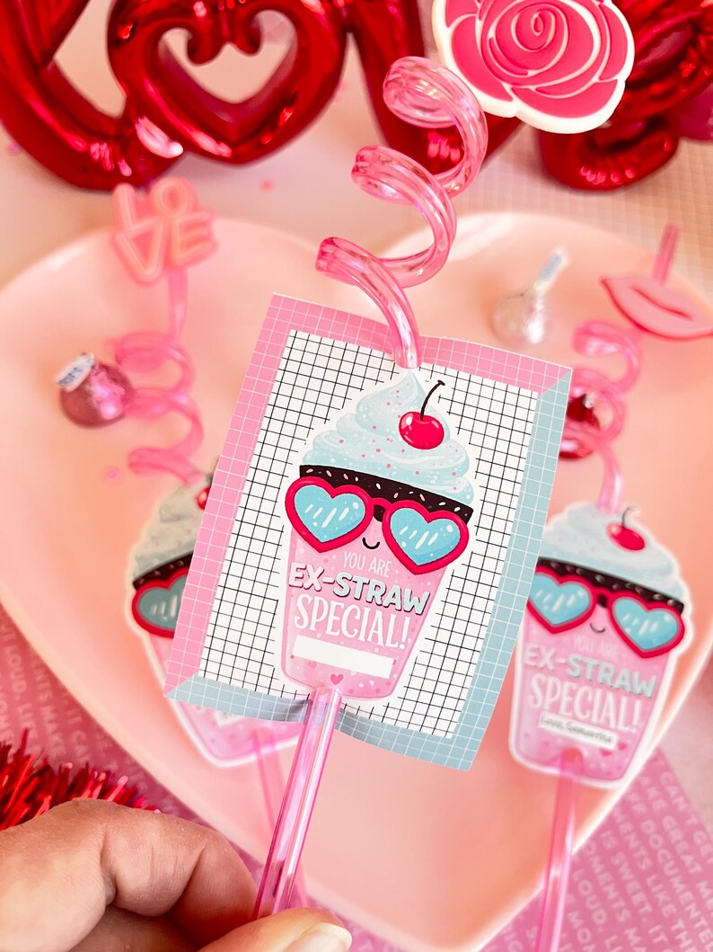Valentine Straw Gift for Kids, Personalized Silly Straw Classroom ...