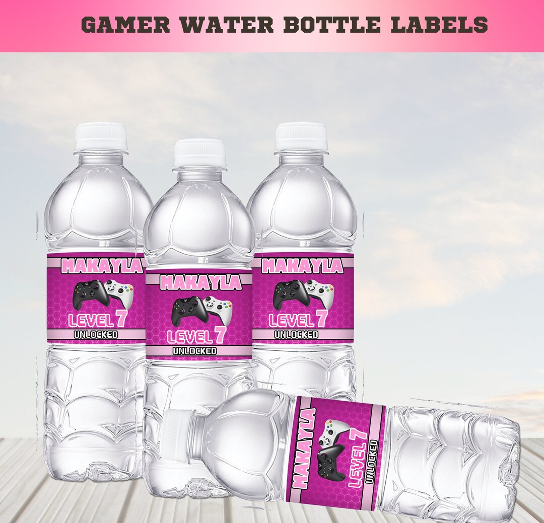 Girl Gamer Water Labels, Pink Gamer Party, Girl Gamer Birthday, Gamer ...