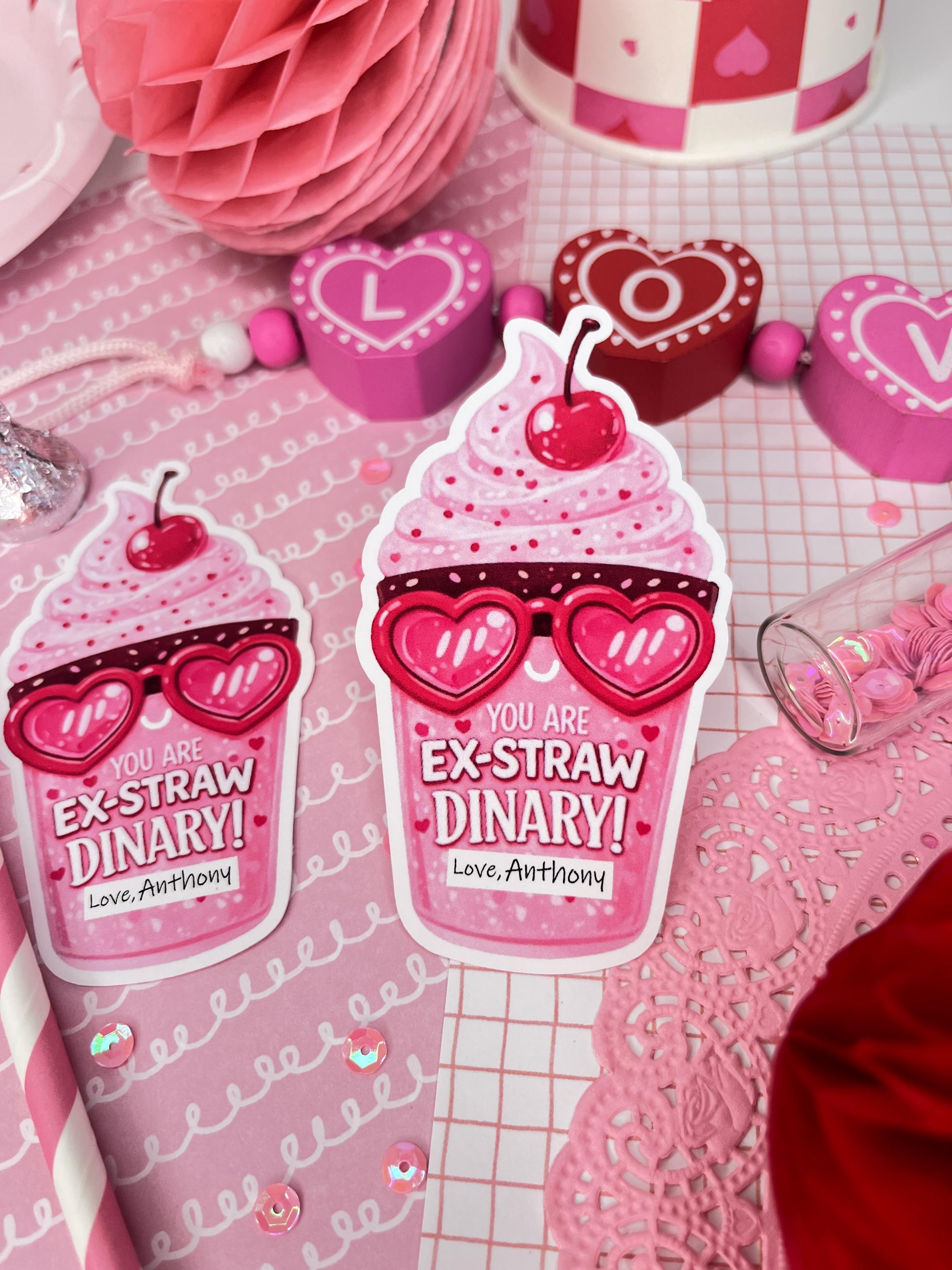 Personalized Valentine Straw Tags for Kids, Classroom Valentine Gift ...