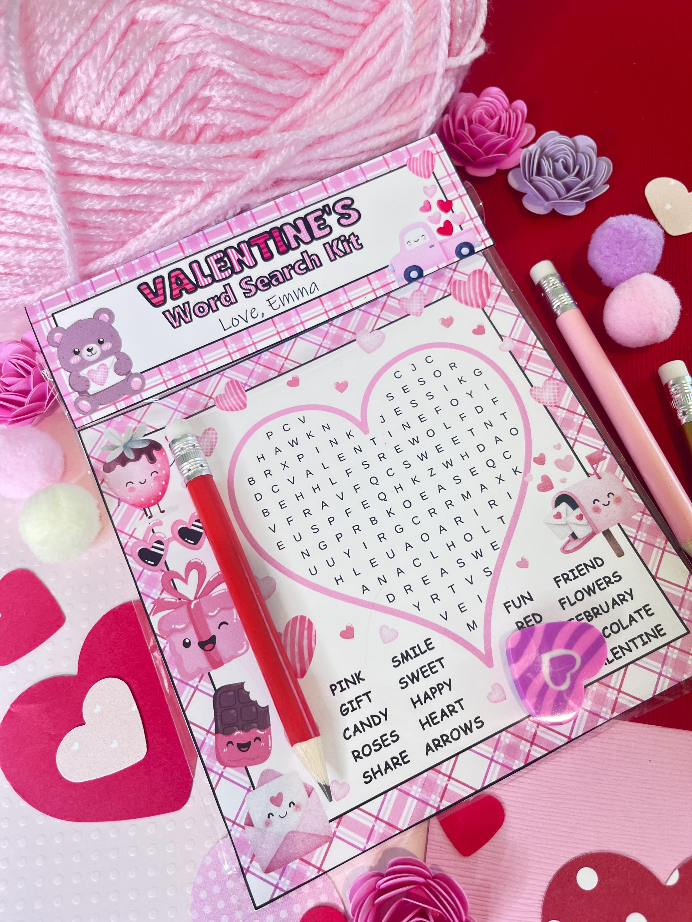 Personalized Valentine Word Search Kit for Kids, Non-candy Classroom ...