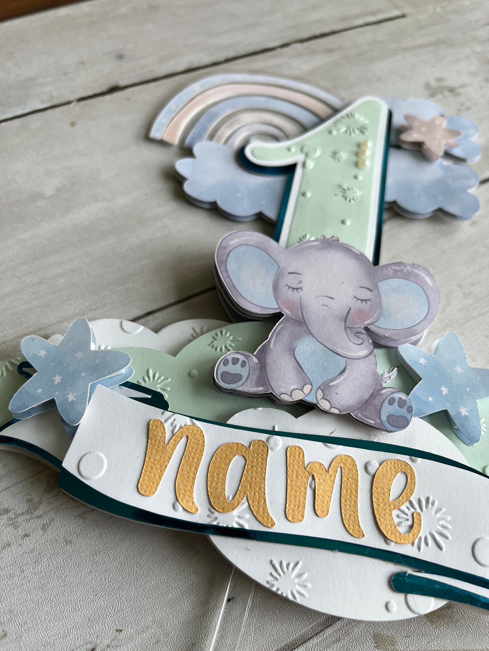 One Cake Topper Elephant Cake Topper One Party Topper Blue - Etsy