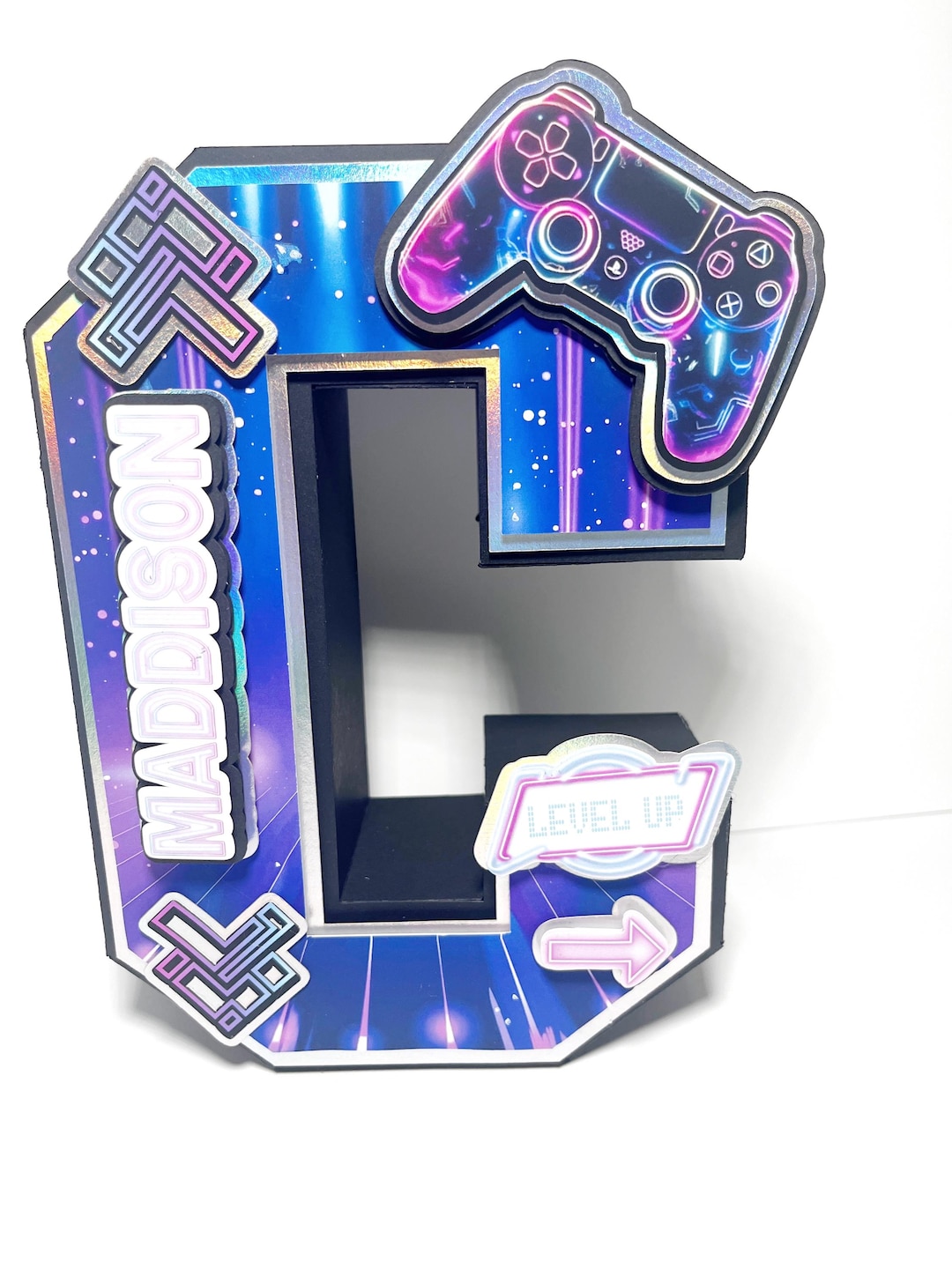 Neon 3D Letter, Neon Gamer Party Decorations, Neon Gamer Birthday Party ...