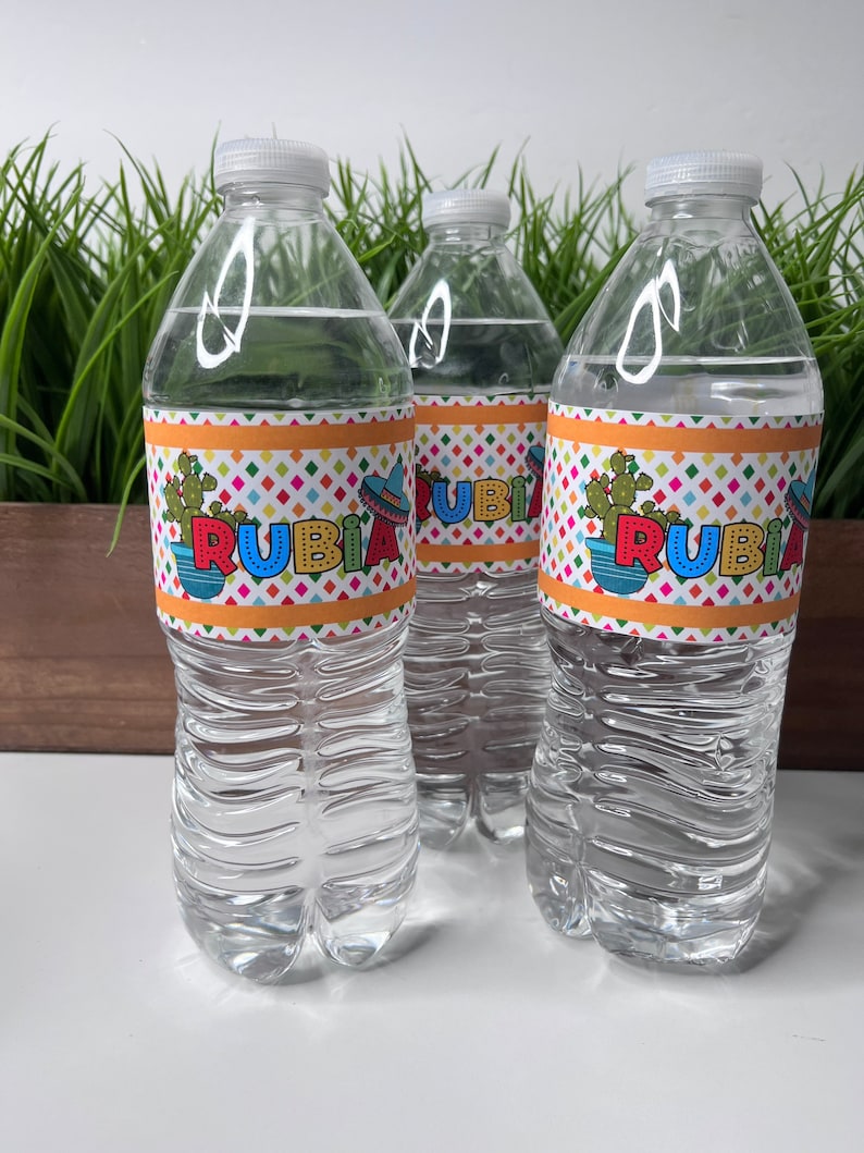 Fiesta Water Bottle Labels, Mexican Party Decor, Personalized 0015 - Etsy