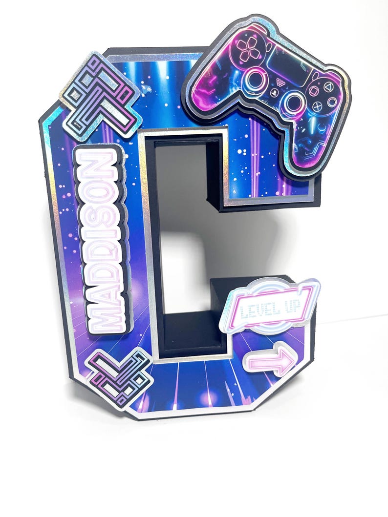 Neon 3D Letter, Neon Gamer Party Decorations, Neon Gamer Birthday Party ...