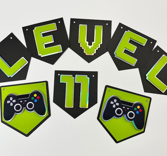 Video Game Theme gamer Birthday Banner Level Age Banner | Etsy