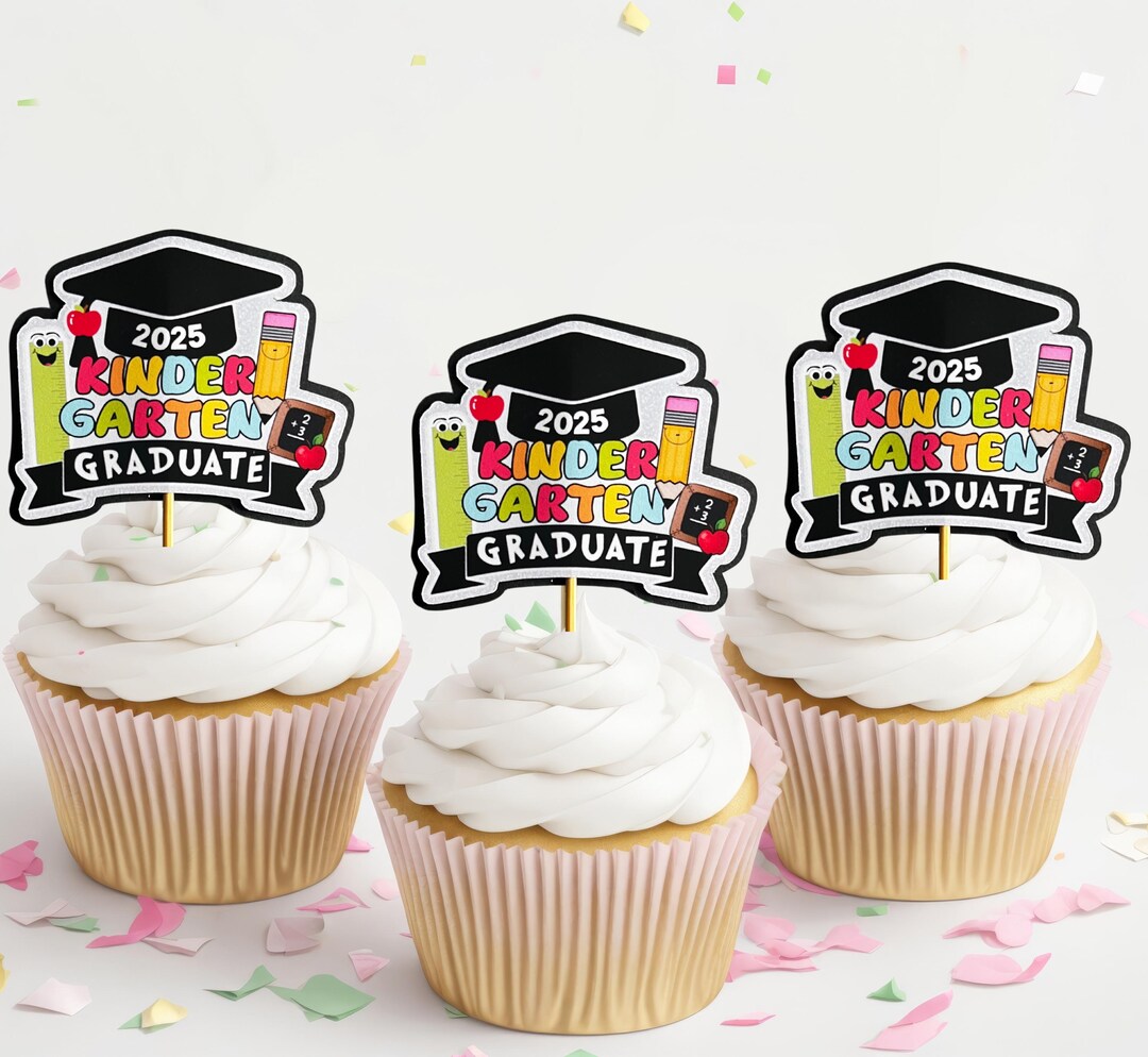 Kindergarten Graduation Cupcake Toppers, Kindergarten Graduation Party ...