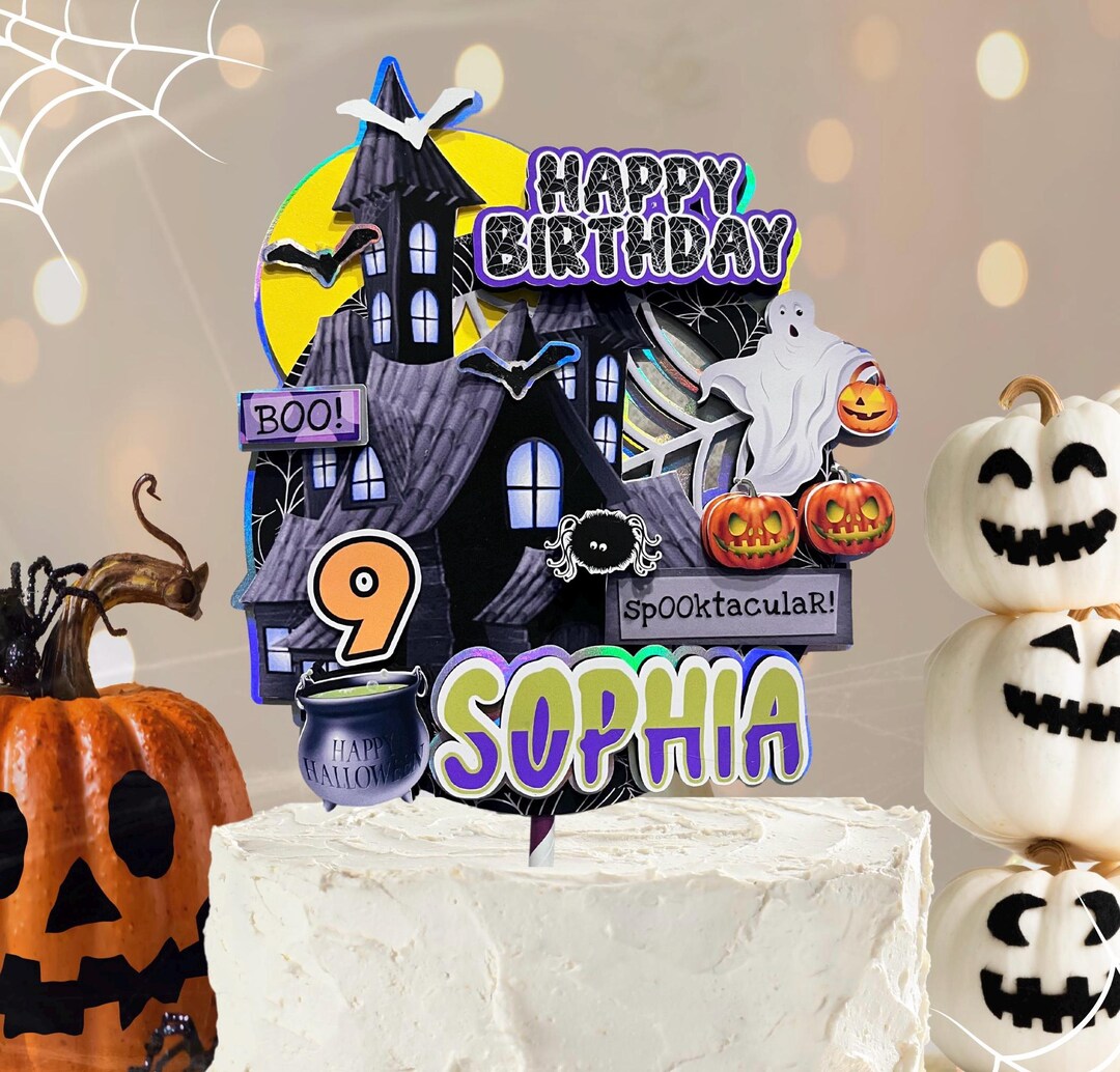 Halloween Cake Topper, Halloween Party Decor, Haunted House Cake Topper ...
