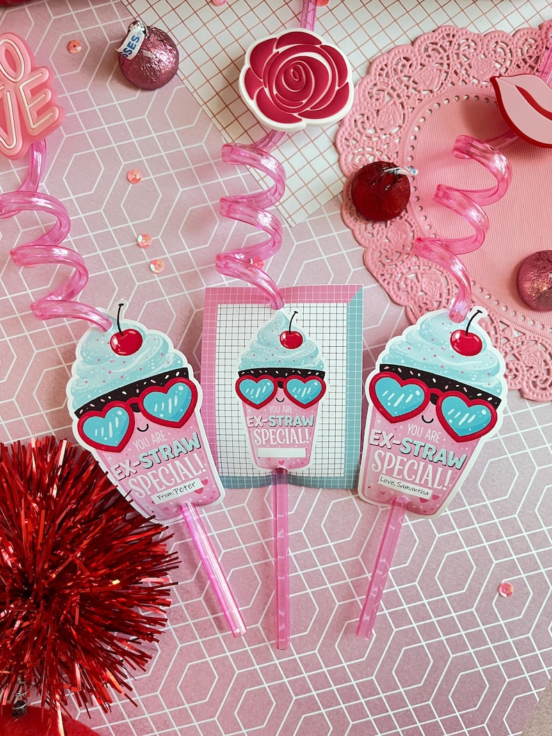 Valentine Straw Gift for Kids, Personalized Silly Straw Classroom ...