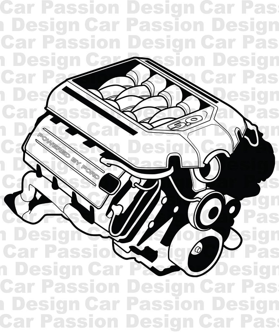 Mustang, Coyote Engine, PNG, Digital File, Instant Download, Muscle Car ...