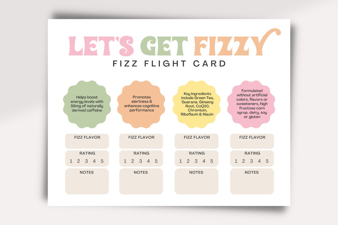 Arbonne Fizz Flight Card | 8.5x11 Inch Digital File | Digital Download ...