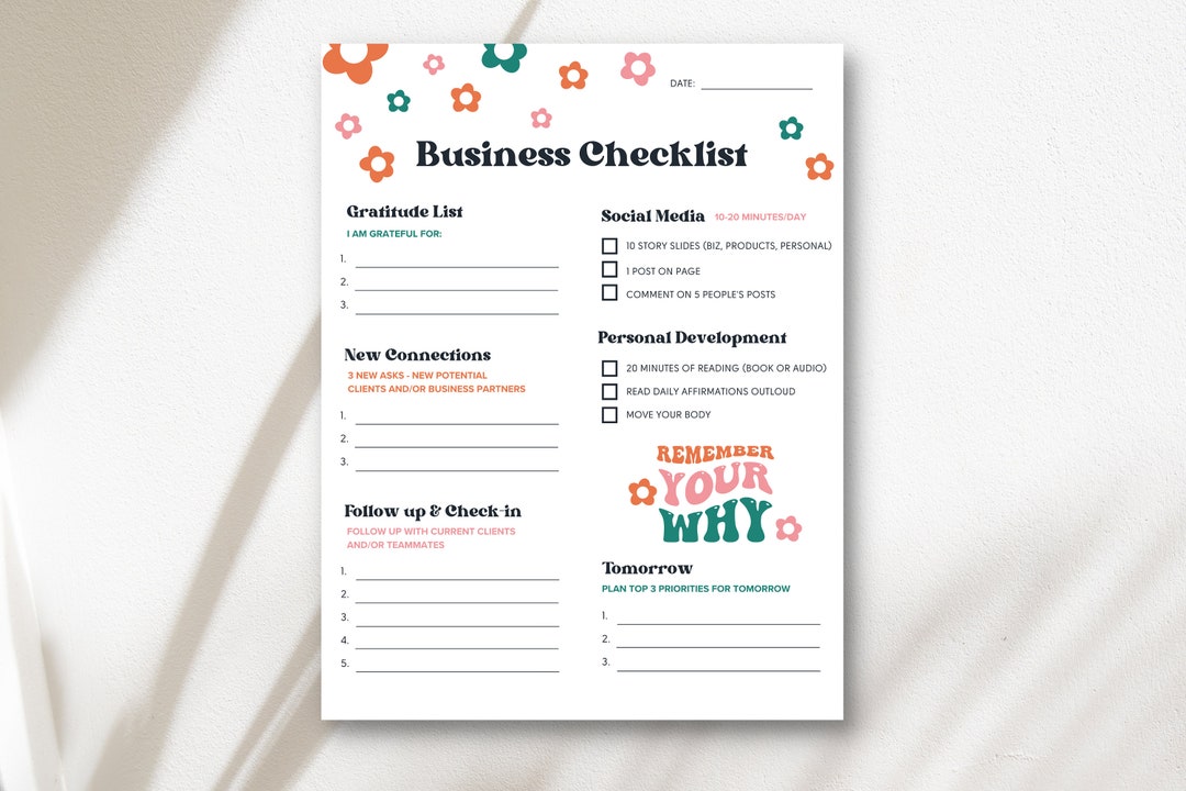 Daily Business Checklist for Network Marketing | 8.5x11 PDF | Digital ...