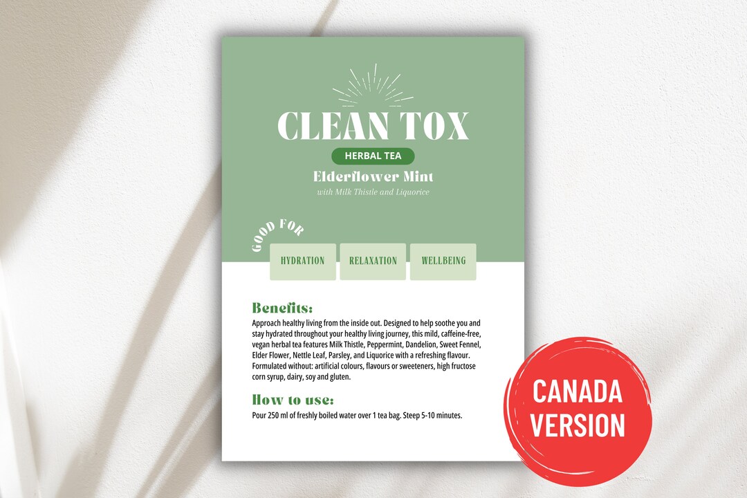 Arbonne Cleantox Herbal Tea Sample Card - CANADA Version | 5x7 Inch ...