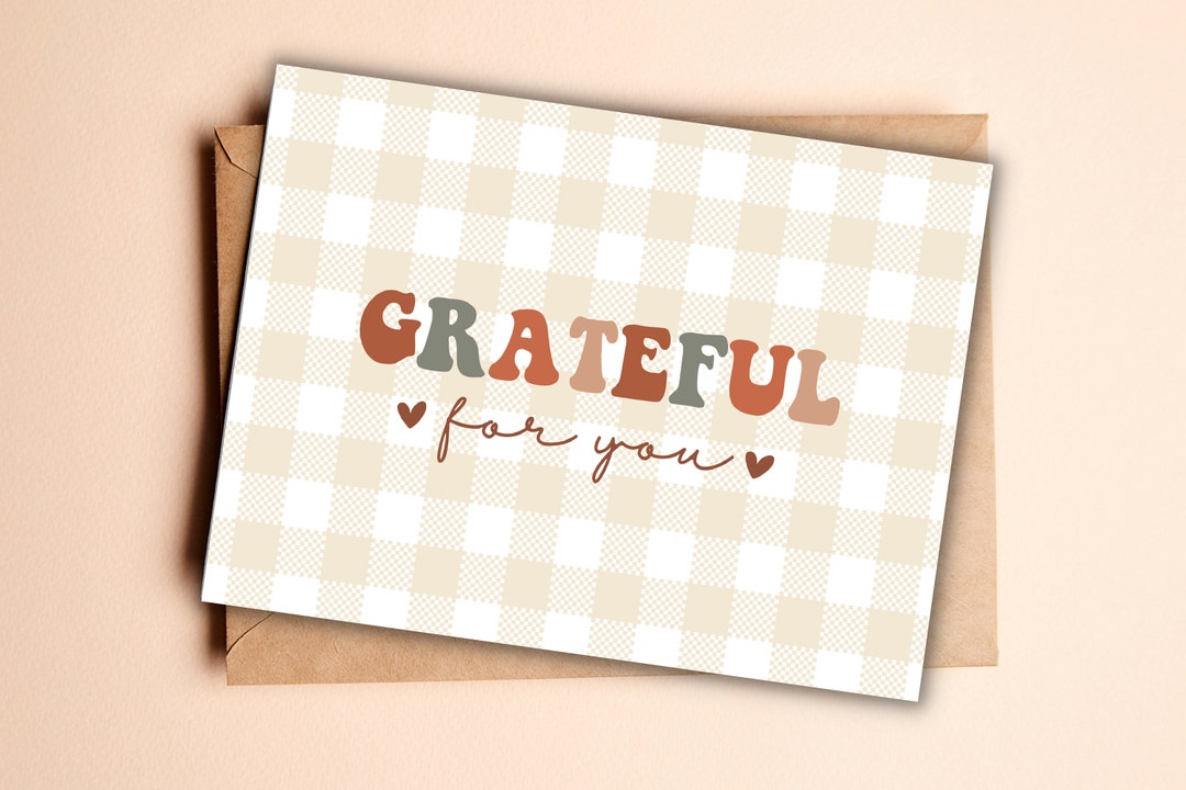 Grateful for You Card | Digital Download | 5x7 Inch Front & Back Files ...