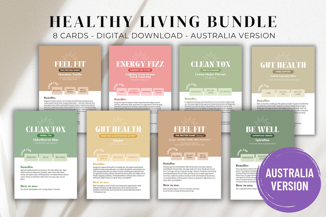 Arbonne 30 Days to Healthy Living - Australia Version, 8 Card Bundle ...