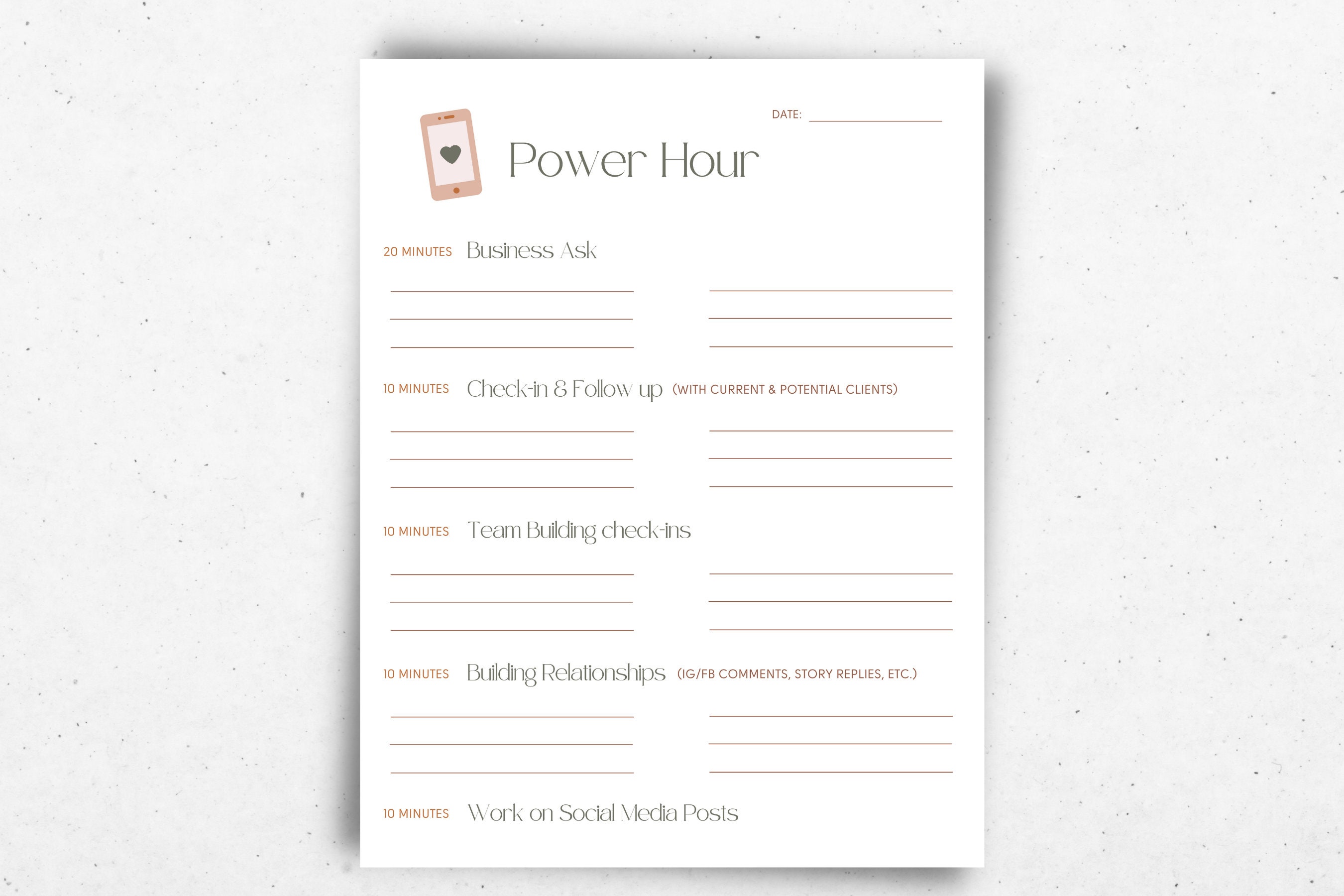 Power Hour Checklist for Network Marketers | 8.5x11 PDF | Digital ...