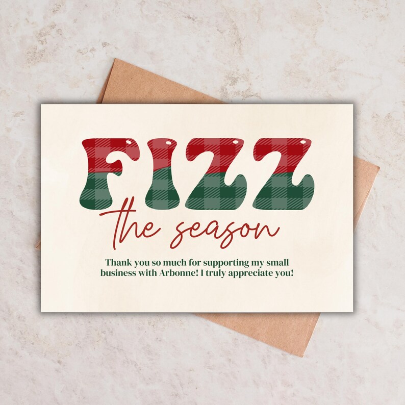 Arbonne Holiday Thank You Card, Arbonne Christmas Card for Client, Fizz ...