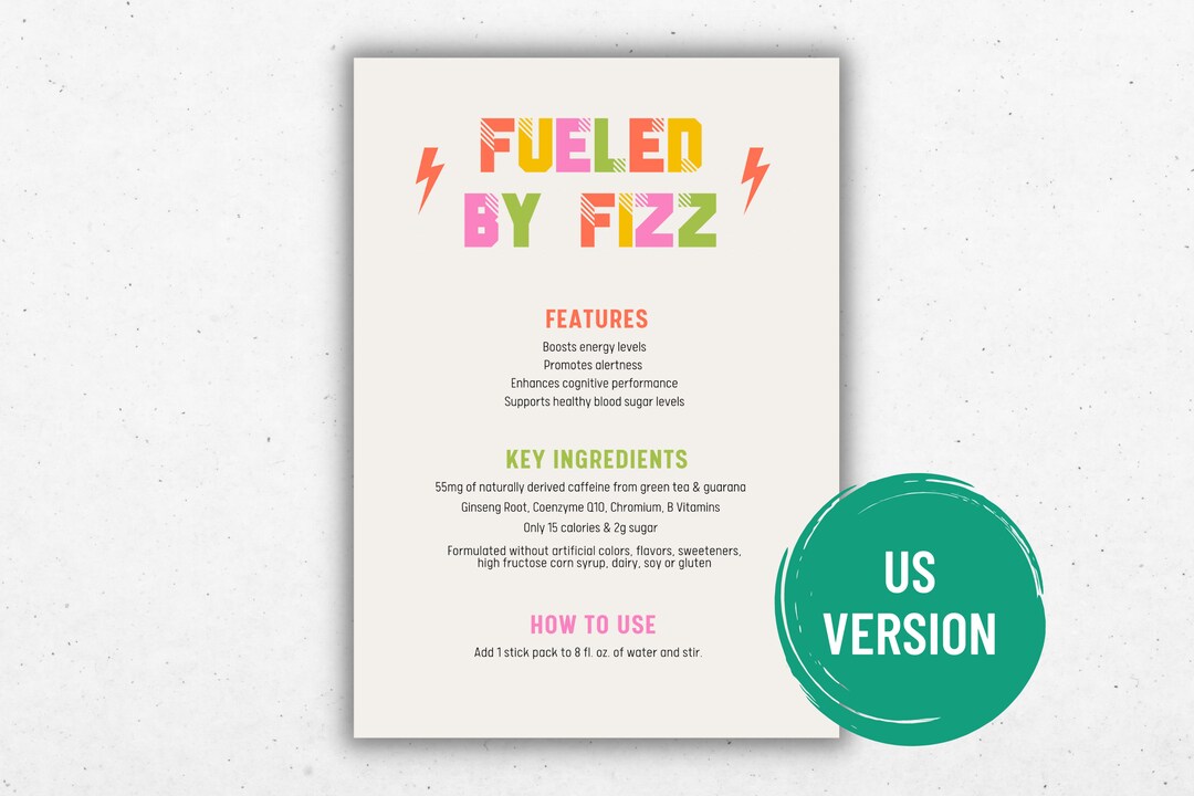 Fueled by Fizz Card | US Version | 5x7 | Digital Download Only - Etsy