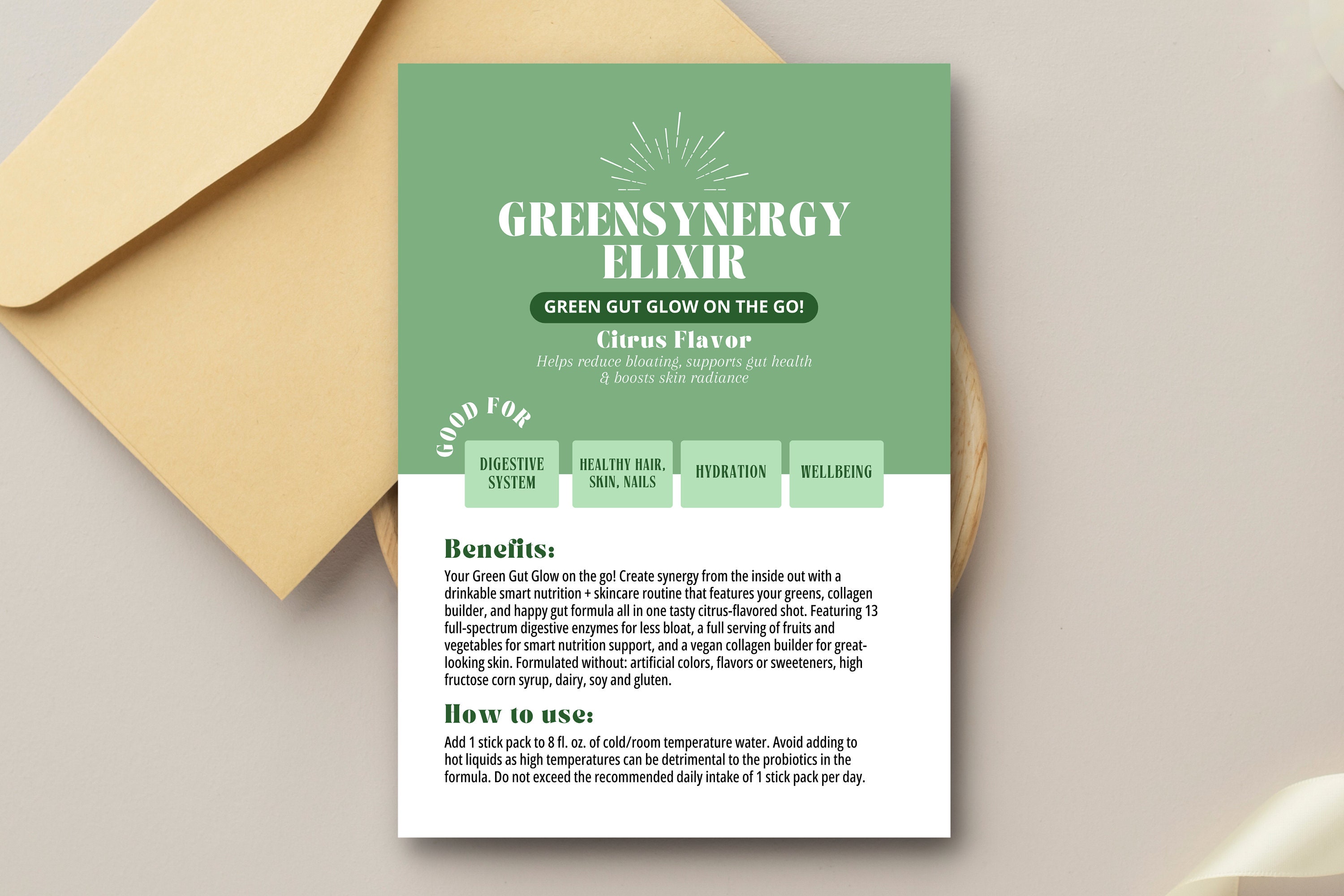 Arbonne Greensynergy Elixir Sample Card 5x7 Inch Digital - Etsy