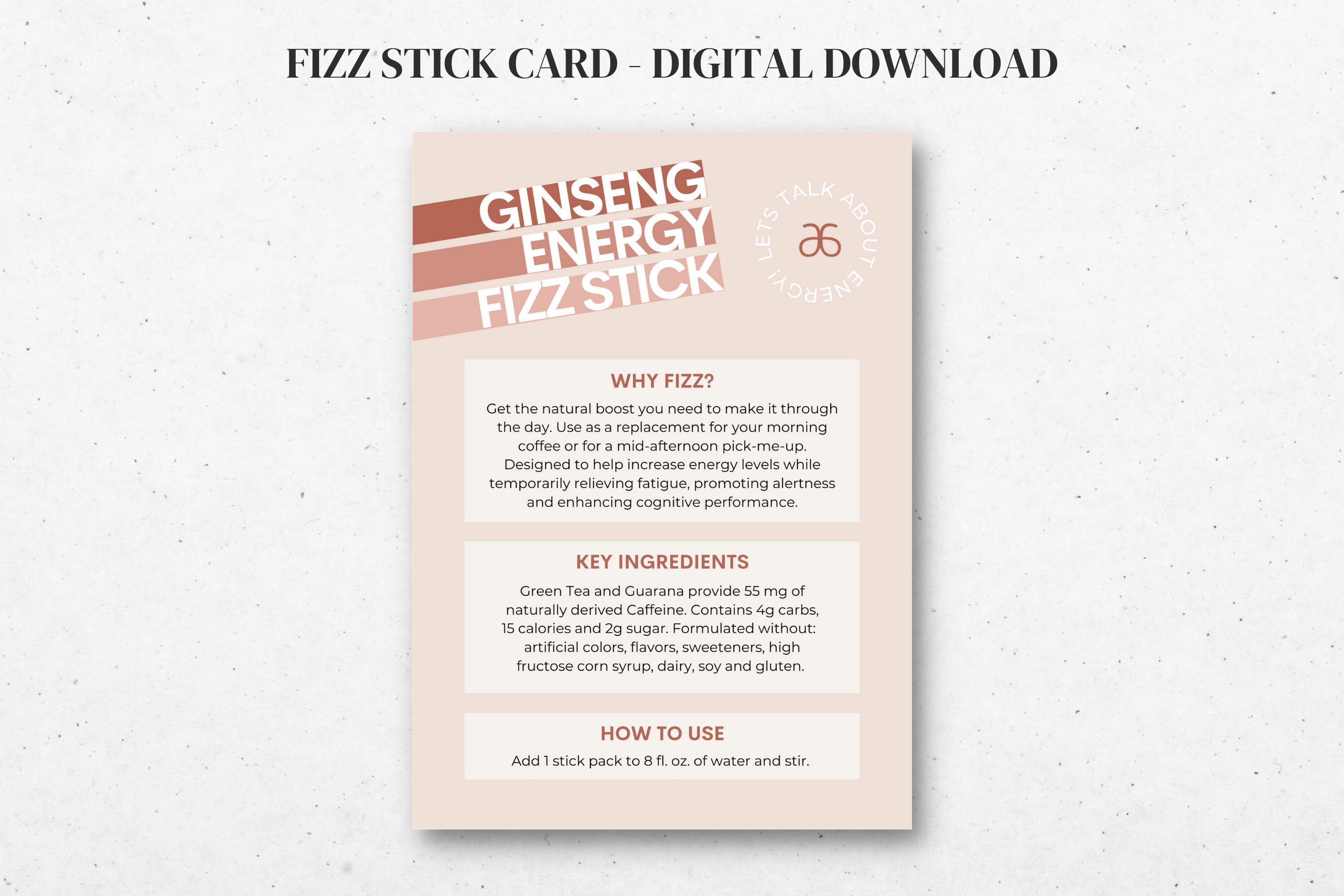Arbonne Fizz Stick Sample Card | 5x7 Inch | Digital Download ONLY ...