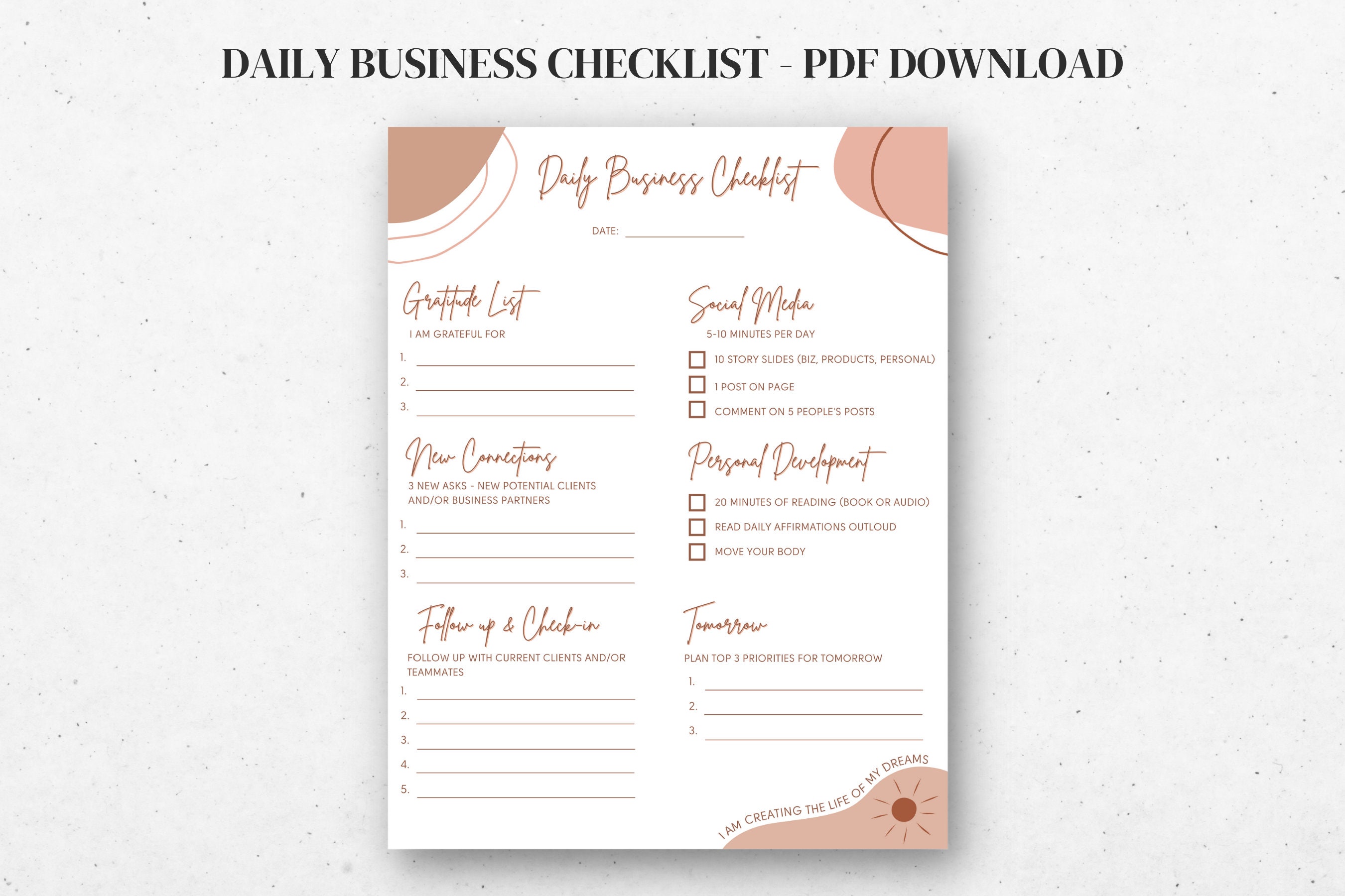Daily Business Checklist | Printable PDF - Etsy
