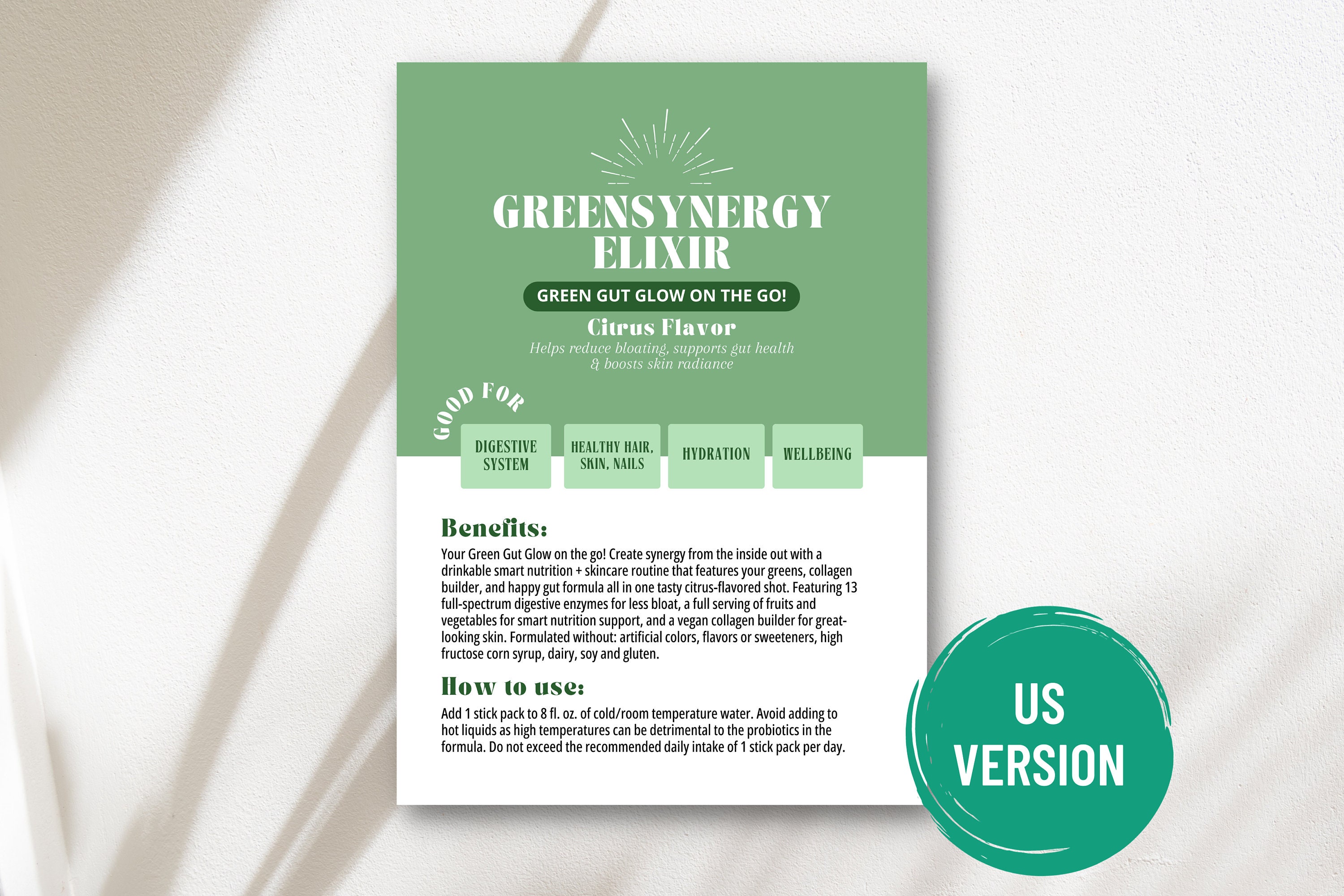 Arbonne Greensynergy Elixir Sample Card 5x7 Inch Digital - Etsy