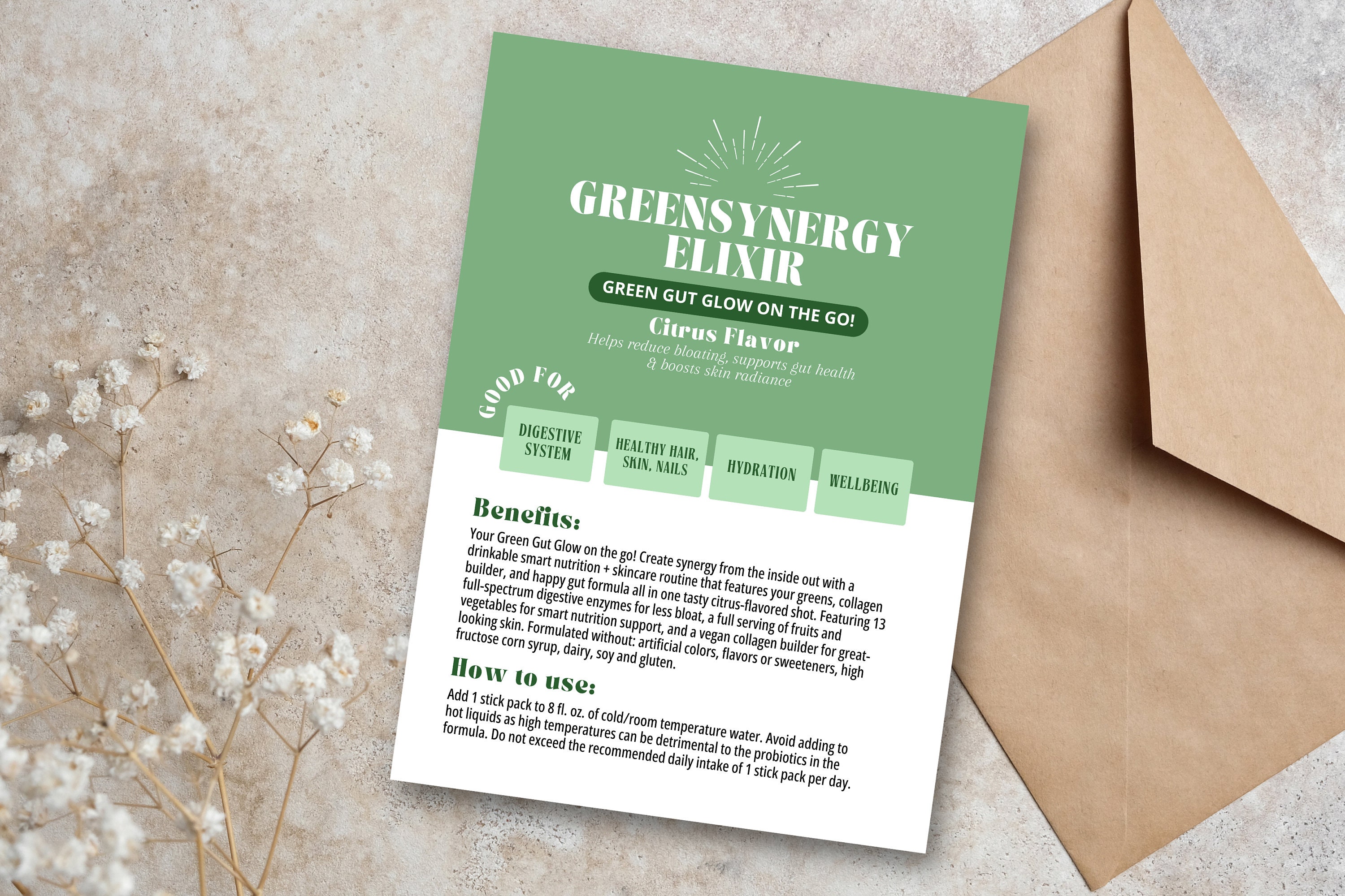 Arbonne Greensynergy Elixir Sample Card 5x7 Inch Digital - Etsy