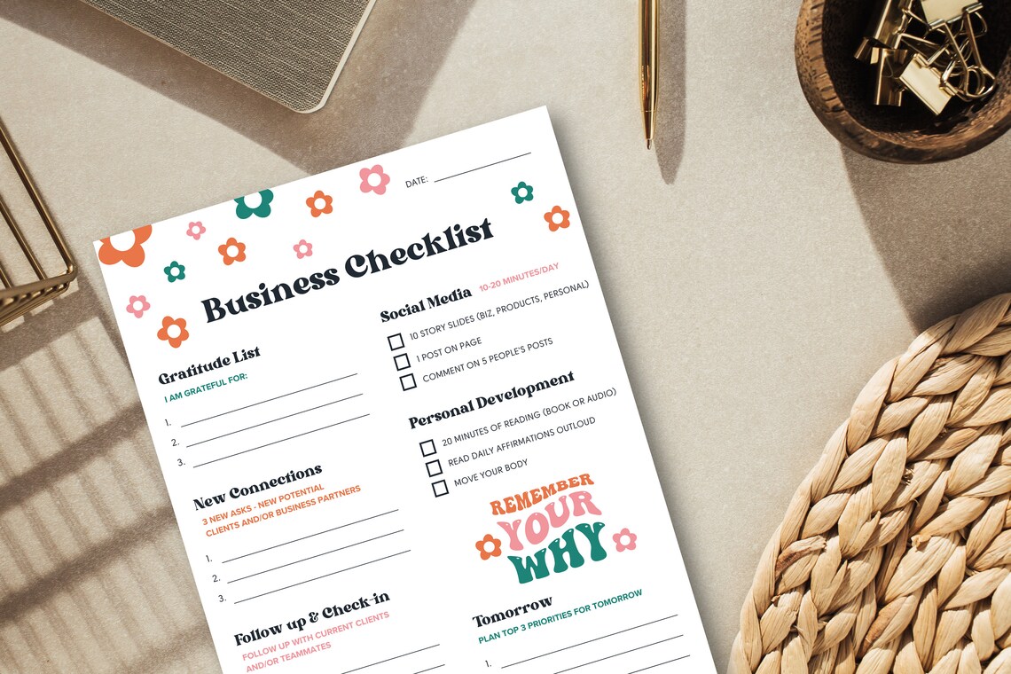 Daily Business Checklist for Network Marketing | 8.5x11 PDF | Digital ...