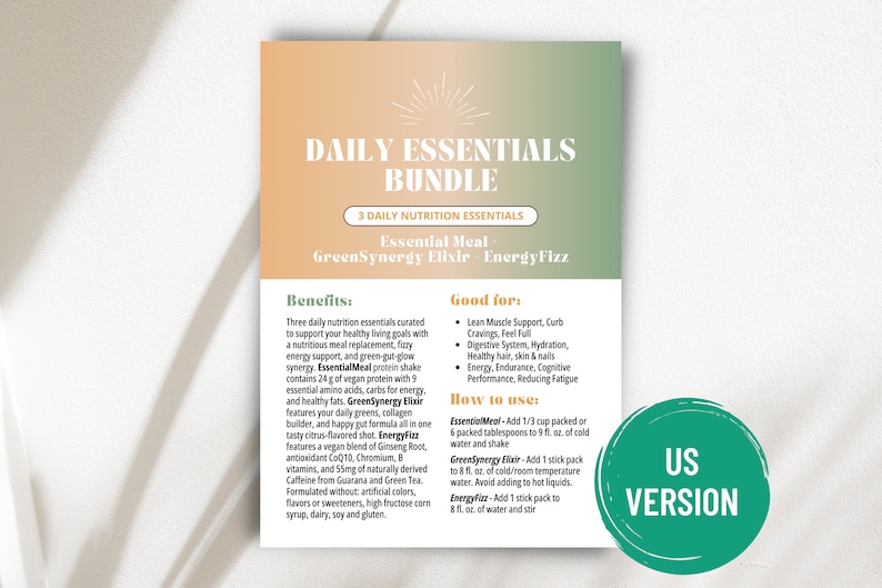 Daily Essentials Bundle | Arbonne Essentialmeal, Greensynergy Elixir, Energy Fizz - US Version ...