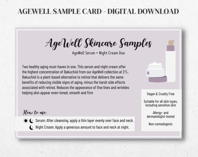 Agewell Sample Card Digital Download ONLY Download Print - Etsy