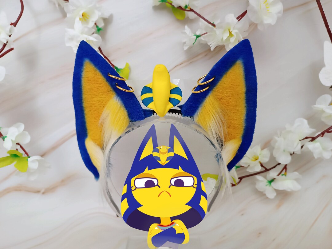 Ultramarine and Yellow Ankha Zone Ears With Earrings and Detachable ...