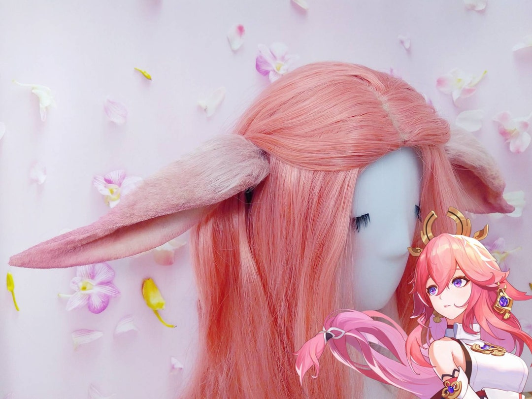 Simple Yae Miko Long Ears Without Earrings Kawaii Cute Kitten Cosplay ...