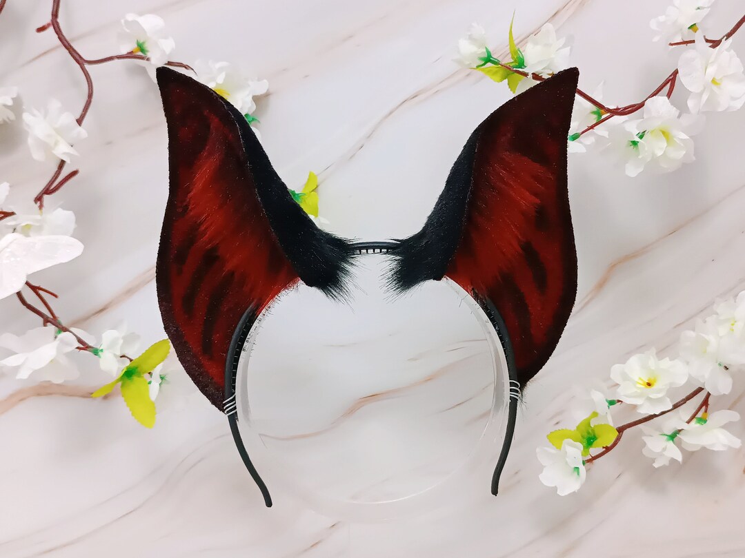 Red and Black Bat Ears Headpice Kawaii Cute Kitten Cosplay Halloween - Etsy