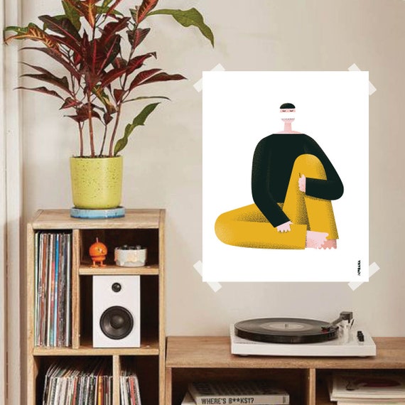 Illustrated Poster Portrait of a Man Digital Printing in 8.5 - Etsy