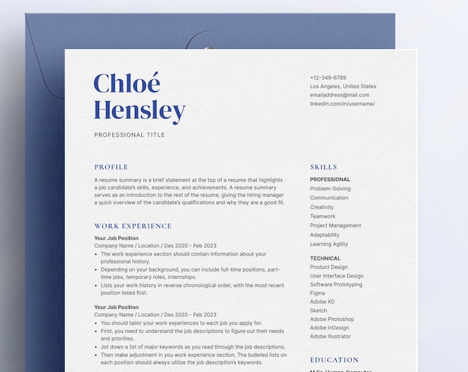 Clean Modern Resume Template 4 Page | CV Template + Cover Letter ...