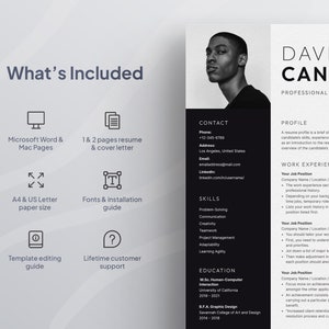 Resume Template for Microsoft Word and Mac Pages With Cover Letter ...