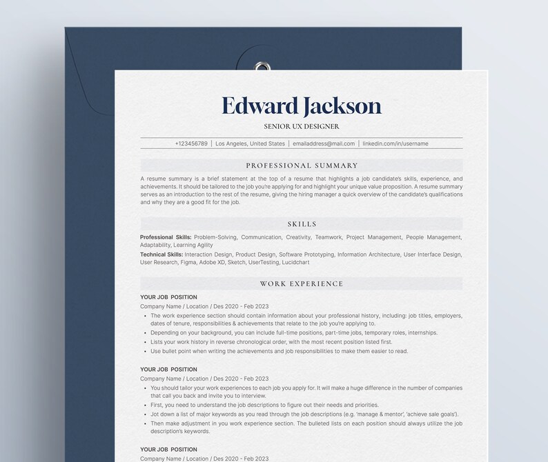 ATS Resume Template for Microsoft Word & Google Docs With - Etsy