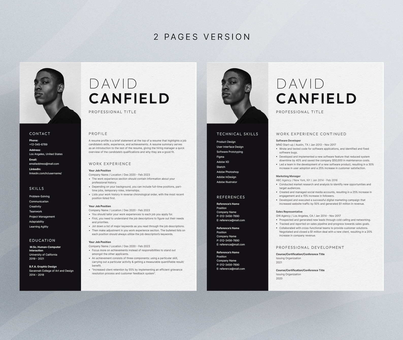 Professional Resume Template for Microsoft Word With Cover Letter ...