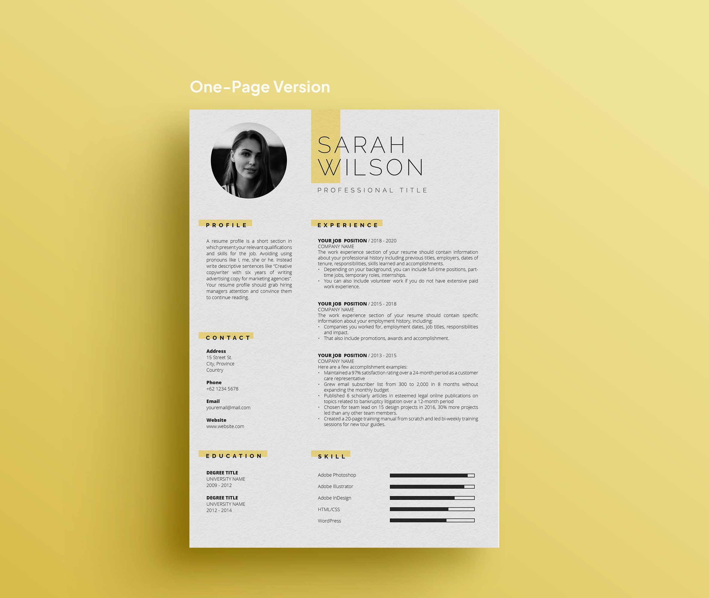 Professional Resume Template for Microsoft Word With Cover Letter ...